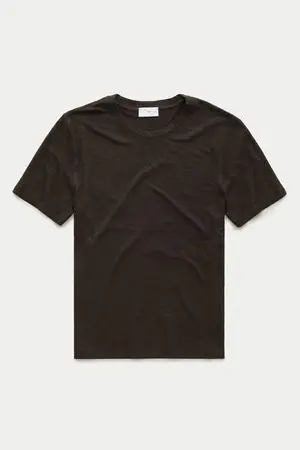 WOLF VS. GOAT (WVG) Short Sleeve Linen Crew Neck Tee - Chocolate