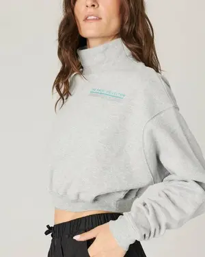 DAUGHTER LESSONS Cowl Neck Cropped Sweatshirt - Grey
