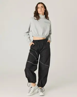 DAUGHTER LESSONS Cowl Neck Cropped Sweatshirt - Grey