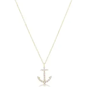 THE LOVERY FINE JEWELRY Diamond Anchor Necklace - Yellow Gold