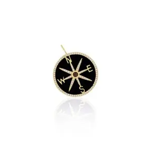 THE LOVERY FINE JEWELRY Diamond And Compass Charm - Onyx