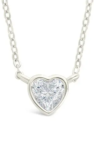 Sterling Forever Heart Bezel Pendant Necklace - Silver