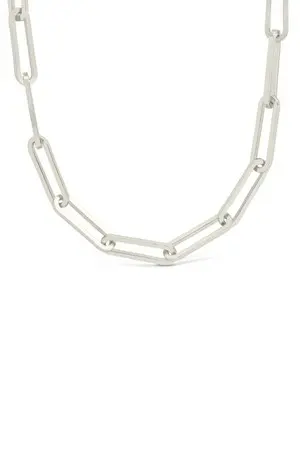 Sterling Forever Paper Clip Chain Necklace - Silver