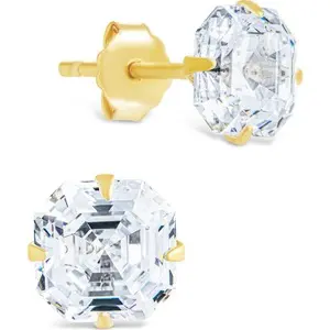 Sterling Forever Asscher-cut Cubic Zirconia Stud Earrings - Gold