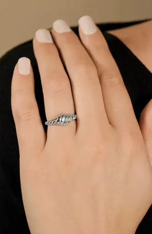 Sterling Forever Paula Ribbed Ring - Silver