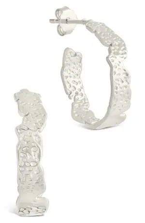 Sterling Forever Textured Hoop Earrings - Silver