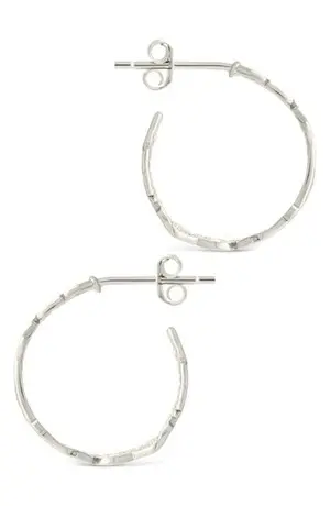 Sterling Forever Textured Hoop Earrings - Silver