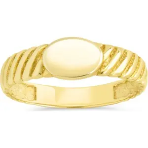 Sterling Forever Dixie Ribbed Signet Ring - Gold