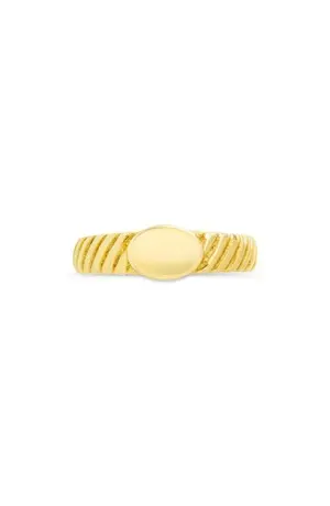 Sterling Forever Dixie Ribbed Signet Ring - Gold