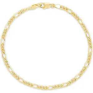 Sterling Forever Figaro Chain Bracelet - Gold