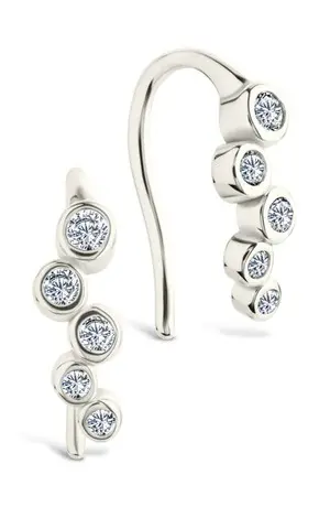 Sterling Forever Talia Bezel Cubic Zirconia Ear Crawlers - Silver