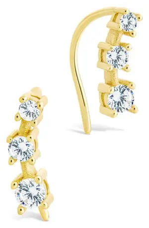 Sterling Forever Cubic Zirconia Mini Ear Crawlers - Gold