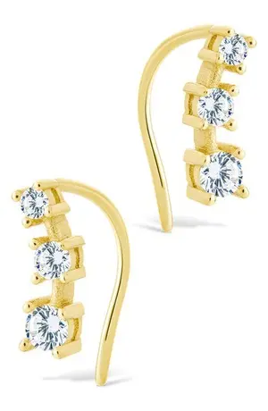 Sterling Forever Cubic Zirconia Mini Ear Crawlers - Gold