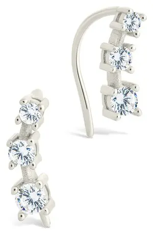 Sterling Forever Cubic Zirconia Mini Ear Crawlers - Silver