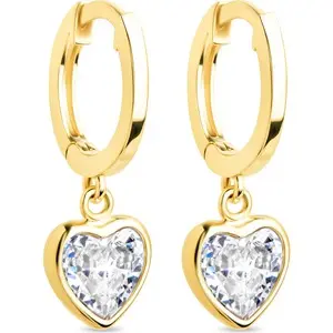 Sterling Forever Lizzy Heart Drop Hoop Earrings - Gold