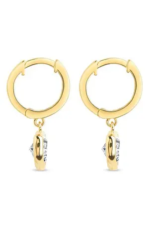 Sterling Forever Lizzy Heart Drop Hoop Earrings - Gold
