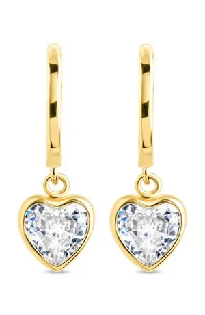 Sterling Forever Lizzy Heart Drop Hoop Earrings - Gold