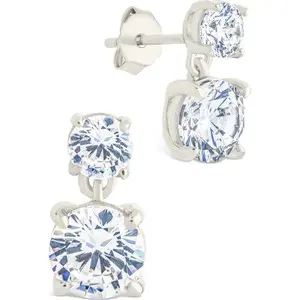 Sterling Forever Galatea Brilliant Cubic Zirconia Drop Earrings - Silver