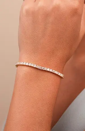 Sterling Forever Brette Cubic Zirconia Tennis Bracelet - Gold