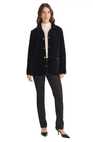 Jones New York Quilted Velvet Snap-front Jacket