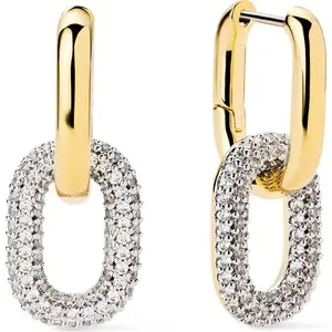 ANA LUISA Rox Mini Double Hoop Drop Earrings - Gold/clear