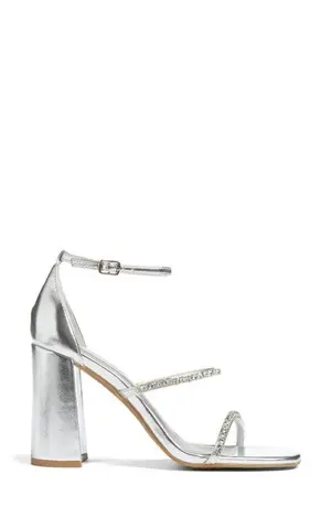 Bp. Nessa Embellished Ankle Strap Sandals - Silver Metallic