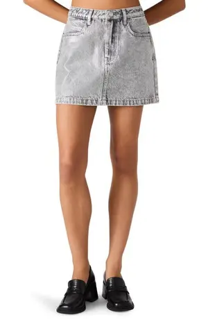 Steve Madden Beck Denim Miniskirt - Silver