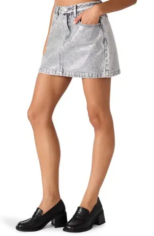 Steve Madden Beck Denim Miniskirt - Silver