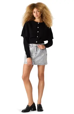 Steve Madden Beck Denim Miniskirt - Silver