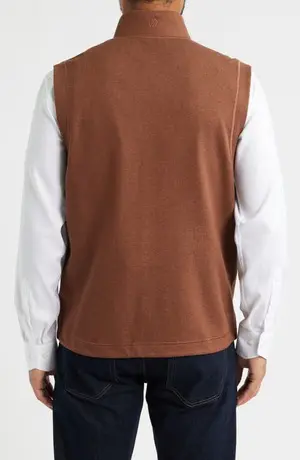 Johnston & Murphy Icon Reversible Knit Cotton Blend Vest - Rust/oatmeal