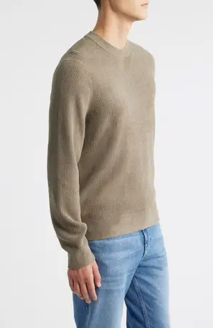 BOSS Rib-knit Crewneck Sweater - Open Brown