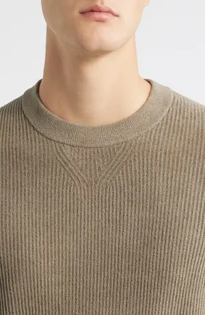 BOSS Rib-knit Crewneck Sweater - Open Brown