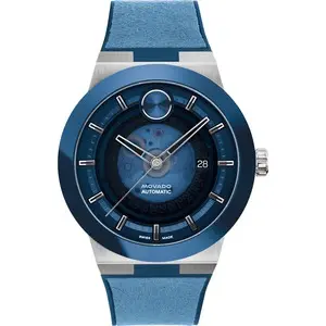 Movado Bold Fusion Automatic Mixed Media Strap Watch - Blue
