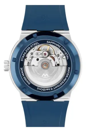 Movado Bold Fusion Automatic Mixed Media Strap Watch - Blue