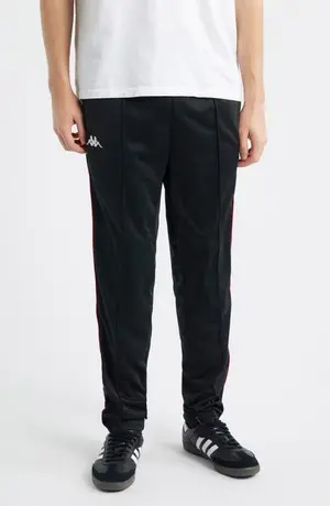 Kappa 222 Banda Astoria Slim Fit Tricot Track Pants - Black - Red Racing - White
