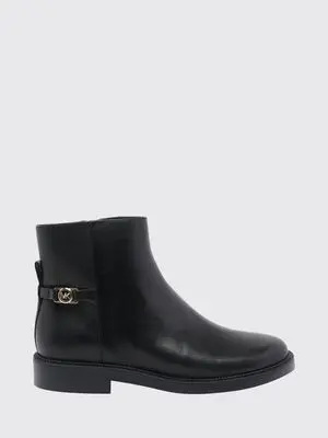 Michael Kors Leather Ankle Boots With Gold Tone Hardware