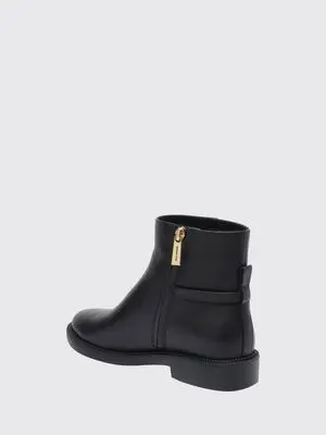 Michael Kors Leather Ankle Boots With Gold Tone Hardware