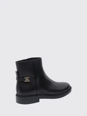 Michael Kors Leather Ankle Boots With Gold Tone Hardware
