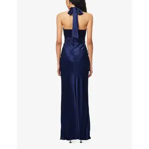 Shona Joy La Lune Halter Satin Maxi Dress