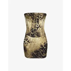 House Of Cb Leopard-print Satin Mini Dress - Leopard Print