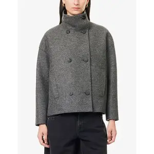 Harris Wharf London Cropped Funnel Pressed Wool Jacket