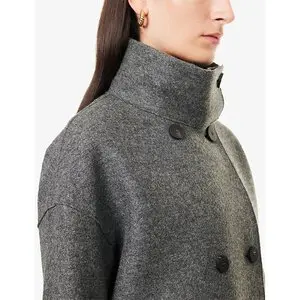 Harris Wharf London Cropped Funnel Pressed Wool Jacket