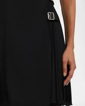 Burberry Ada Pleated Wrap Mini Dress - Black