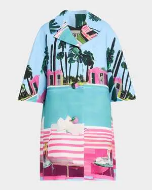 Libertine Poolside Graphic Print Coat - Multi Pattern