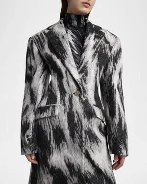Givenchy Animal Cocoon Coat - Gray