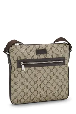 Gucci Original Gg Supreme Canvas Zip Pocket Flat Messenger - Beige