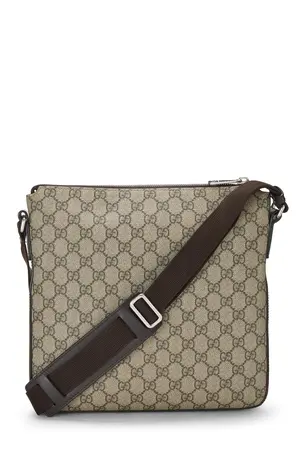 Gucci Original Gg Supreme Canvas Zip Pocket Flat Messenger - Beige