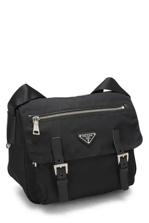Prada Double Buckle Messenger Bag - Black