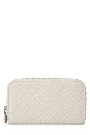 Bottega Veneta Intrecciato Zip Around Wallet - White