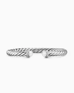 David Yurman Cable Flex Bracelet With And Diamonds - Pearl